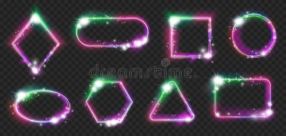 Magic Neon Frame with Sparkles, Empty Borders Stock Vector ...