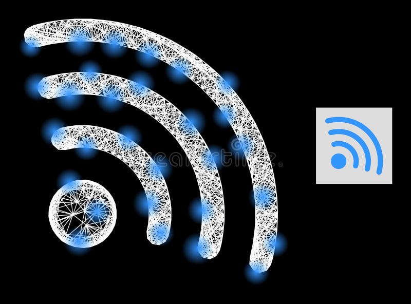 Magic Net Mesh Internet Source Icon with Lightspots and White Mesh ...