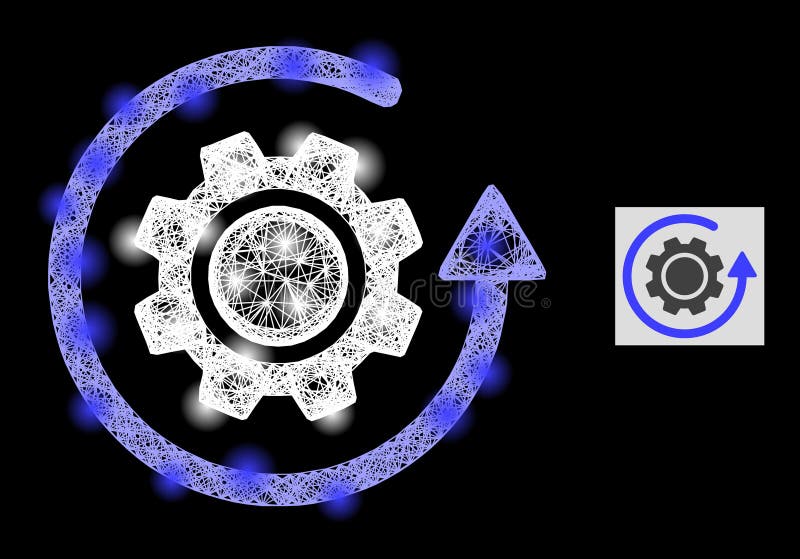 Magic Network Mesh Gear Rotation with Glare Spots Stock Vector ...