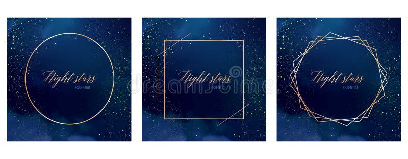 Magic Night Dark Blue Frames with Sparkling Glitter Bokeh and Light Art ...
