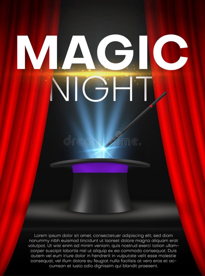 Magic Night Show Realistic Poster with Place for Text Vector ...