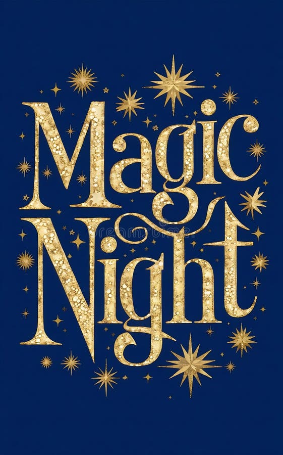 Magic Night Text Design stock illustration. Illustration of logo - 355929720