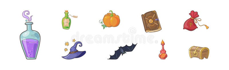 Magic Objects and Items for Wizardry and Sorcery Vector Set Stock ...