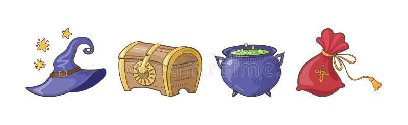 Magic Objects and Items for Wizardry and Sorcery Vector Set Stock ...