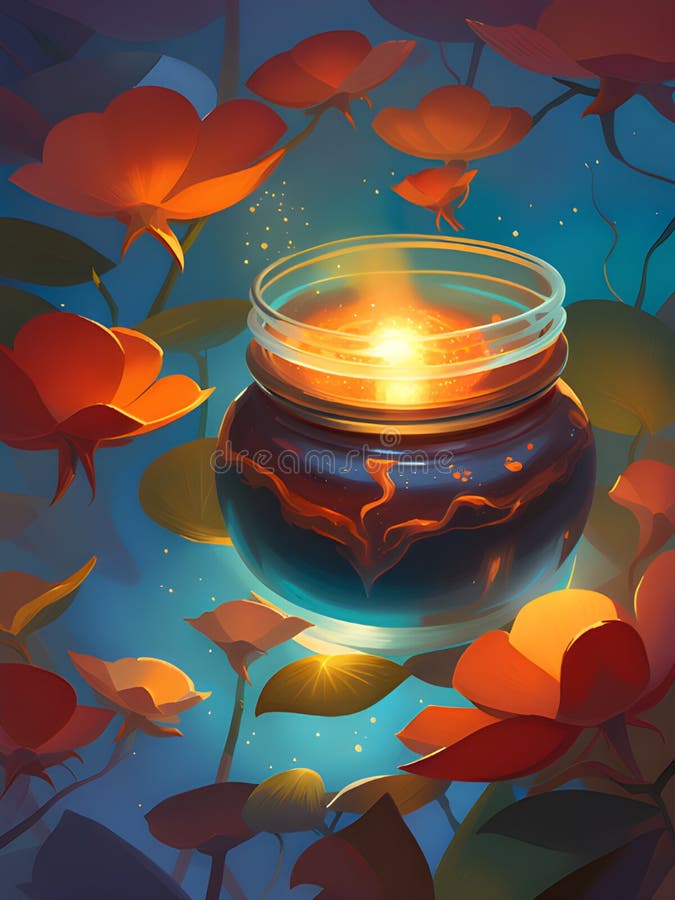 Magic Oil in the Glass Jar, Ai Generated Stock Illustration ...