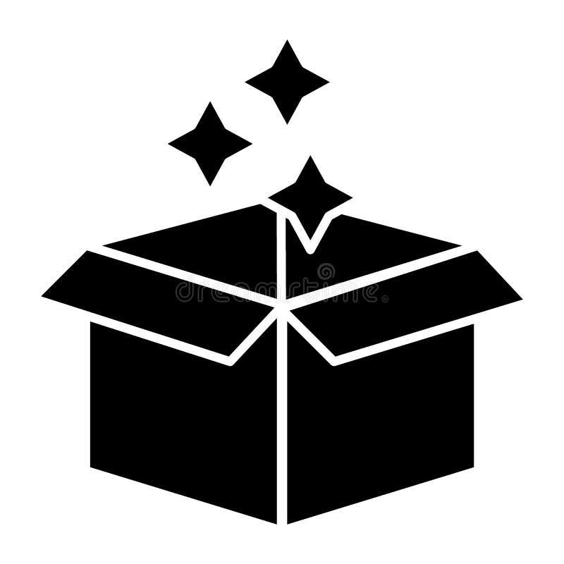 Magic Open Box Solid Icon. Box with Stars Vector Illustration Isolated ...
