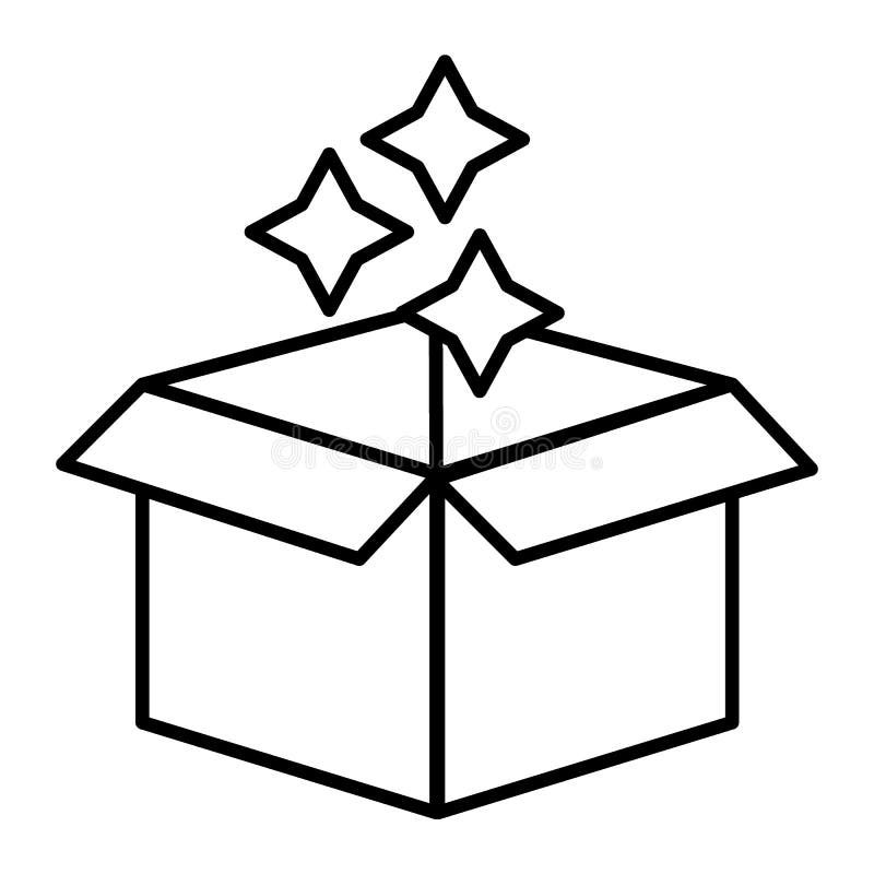 Magic Open Box Line Icon. Box with Stars Vector Illustration Isolated ...