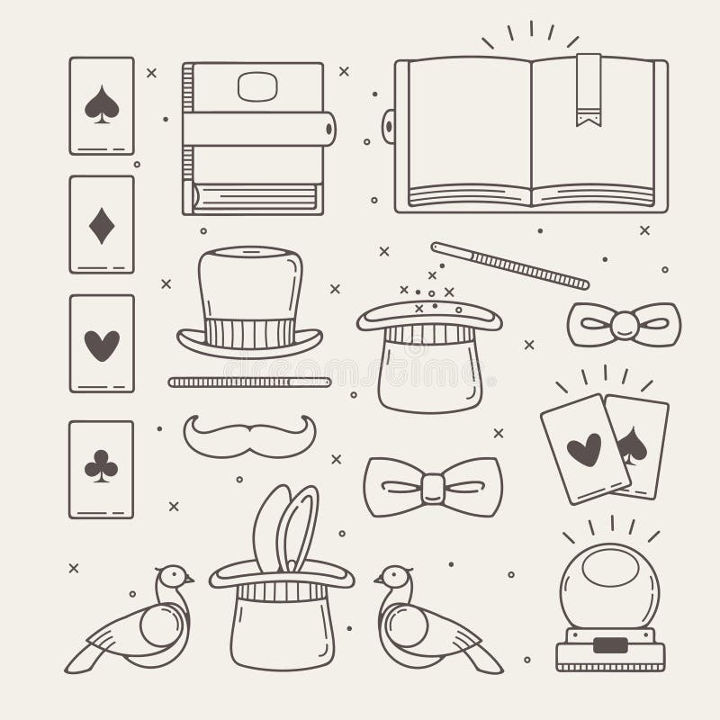Magic Outline Icons Set stock vector. Illustration of collection - 88661048