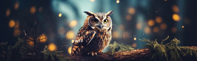 Magic Owl Forest Banner stock illustration. Illustration of forest ...