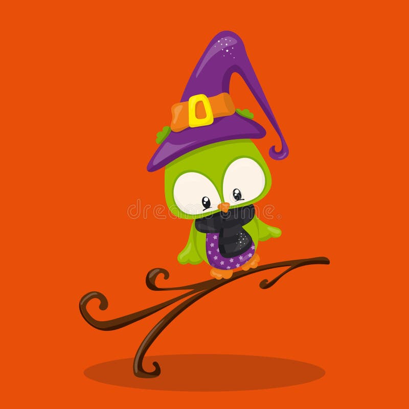 Magic Owl on Stick 04 stock vector. Illustration of vector - 198989175