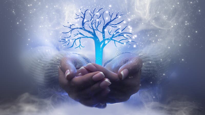 Magic Particles Emanating from Female Hands. Stock Image - Image of ...