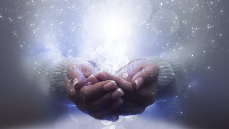 Magic Particles Emanating from Female Hands. Stock Photo - Image of ...
