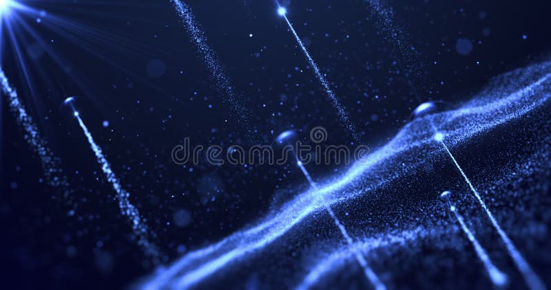 Magic Particles Rising from Light Waves on Blue Background Stock Video ...