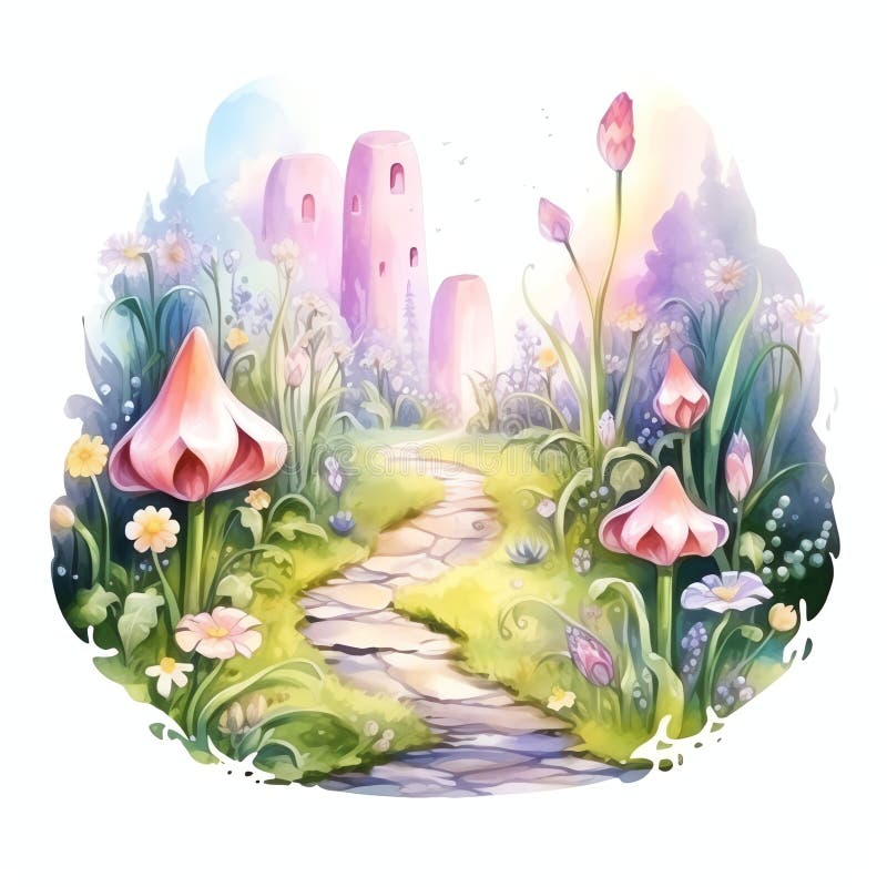 Magic Path Toothfairy Fairytale World Watercolor Stock Illustration ...