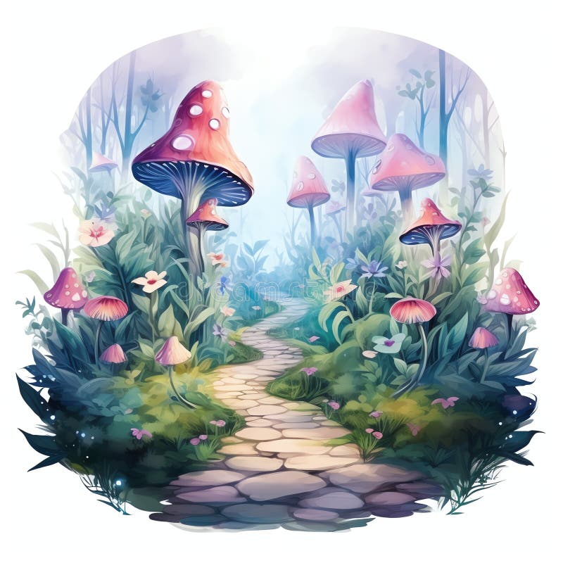 Magic Path Toothfairy Fairytale World Watercolor Stock Illustration ...