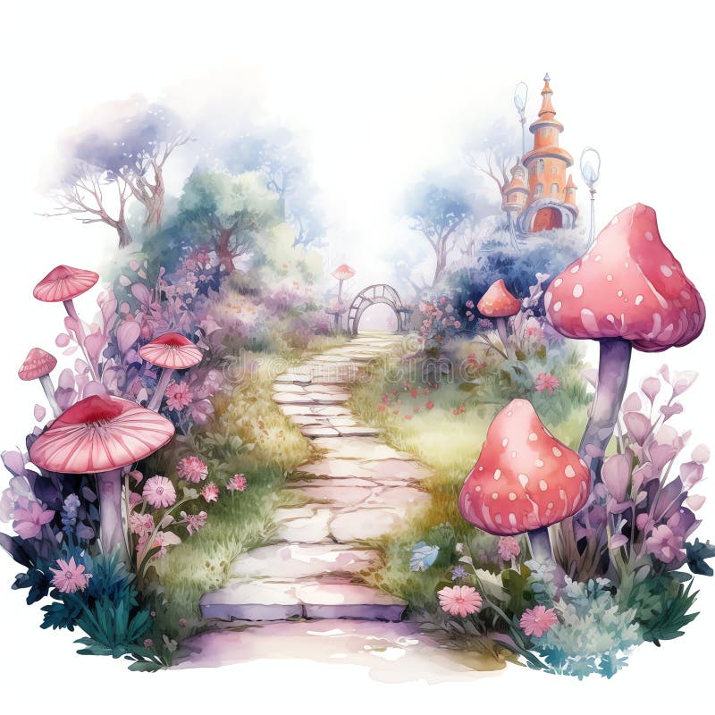 Magic Path Toothfairy Fairytale World Watercolor Stock Illustration ...