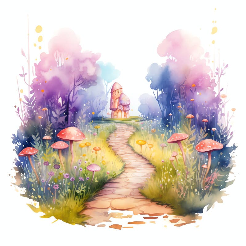Magic Path Toothfairy Fairytale World Watercolor Stock Illustration ...