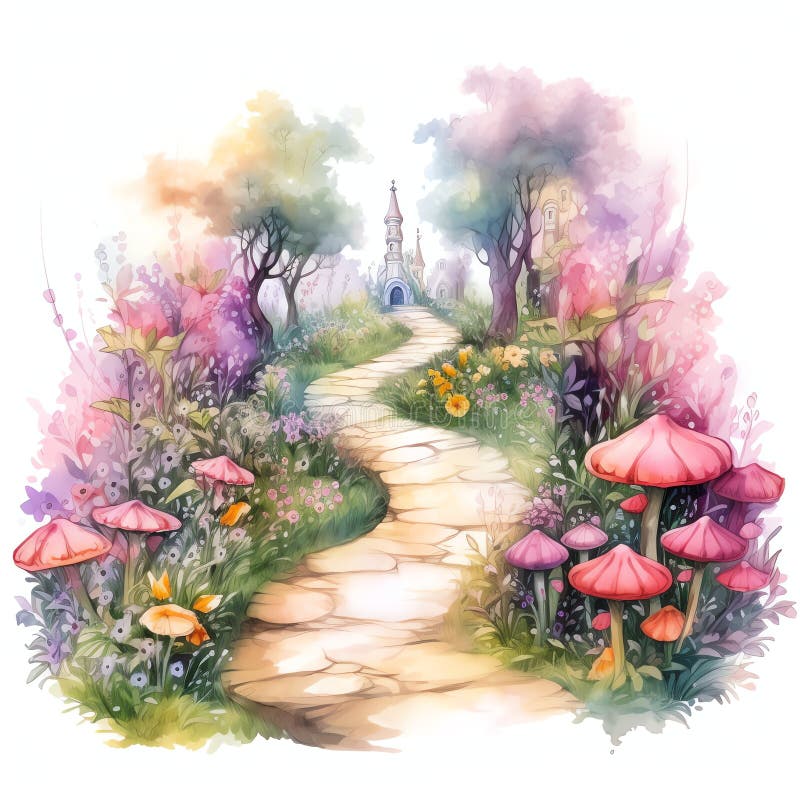 Magic Path Toothfairy Fairytale World Watercolor Stock Illustration ...