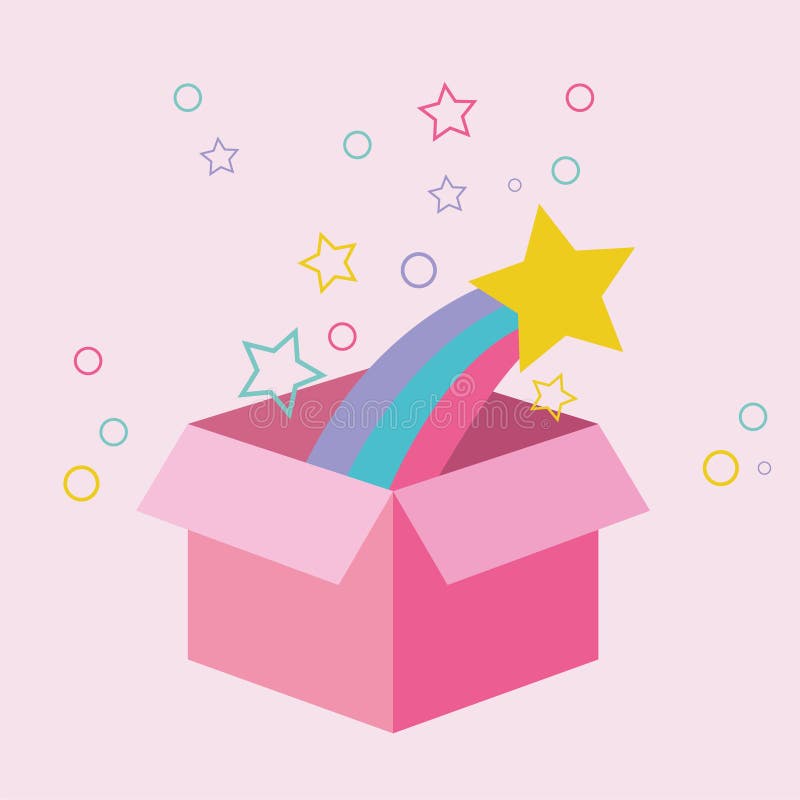 Magic Pink Box Flat Design Vector Image Stock Vector - Illustration of ...