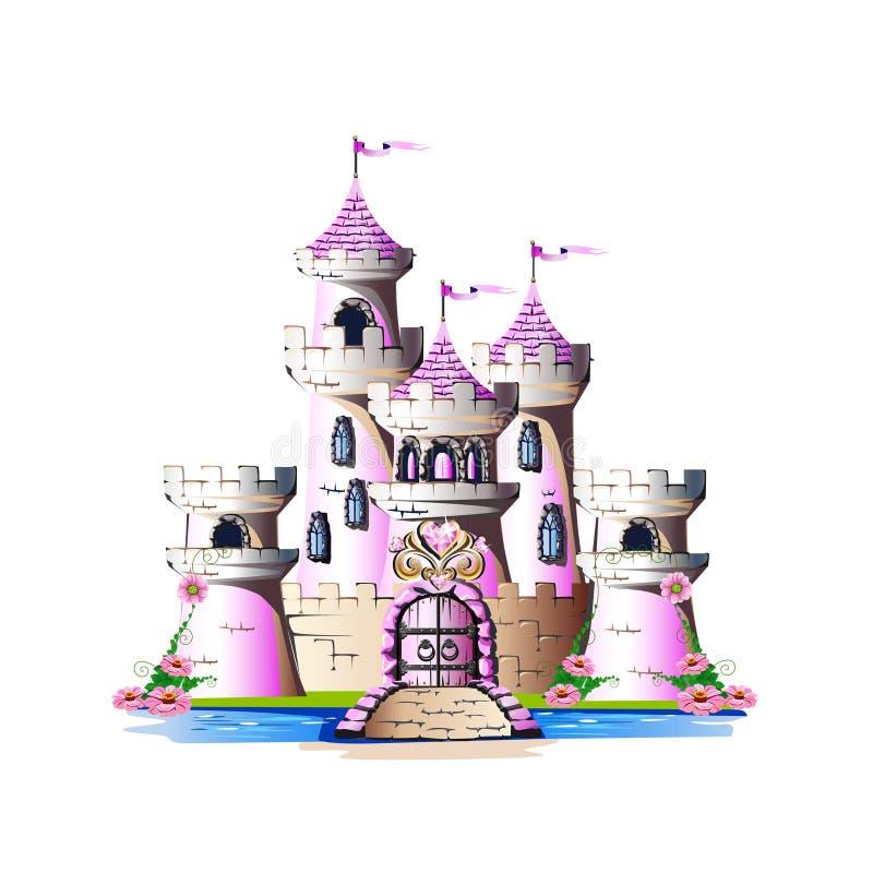 Pink Princess Castle with Magic Crystals Stock Vector - Illustration of ...