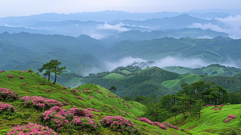 Magic Pink Flowers on Summer Mountain.Magic Pink Flowers on Summer ...