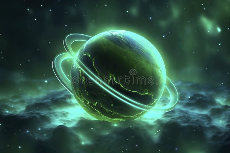 Magic Planet, Neon Glowing Lights. Generative AI Stock Illustration ...