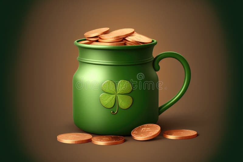 Magic Pot of Gold: Magical Treasure with Rainbow. Generative AI Stock ...