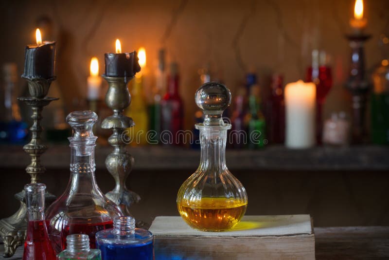 Magic Potion, Ancient Books, Candles Stock Image - Image of liquid ...