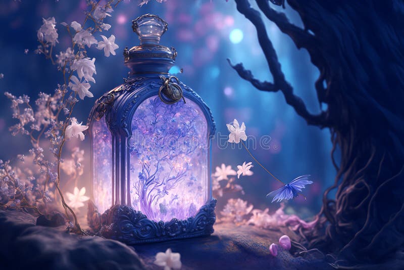 Magic Potion in a Beautiful Decorated Vial in Magic Forest Stock ...