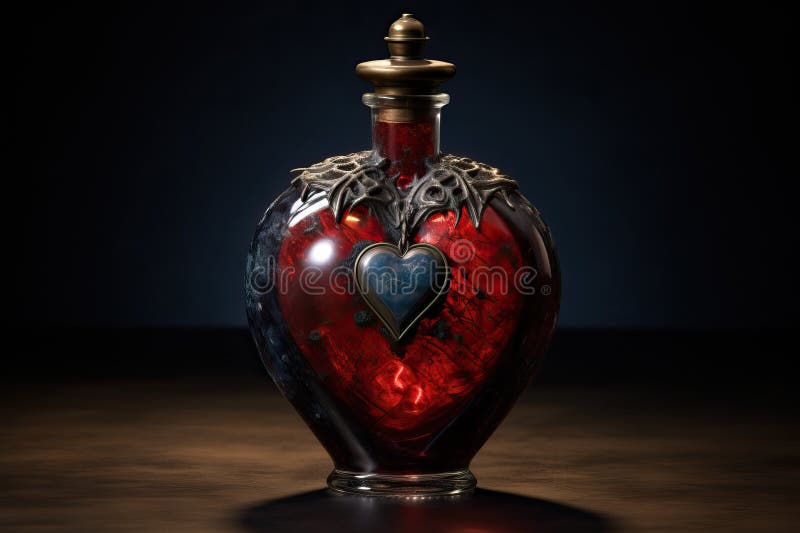 A Magic Potion Bottle with a Heart-shaped Bottle Stock Illustration ...