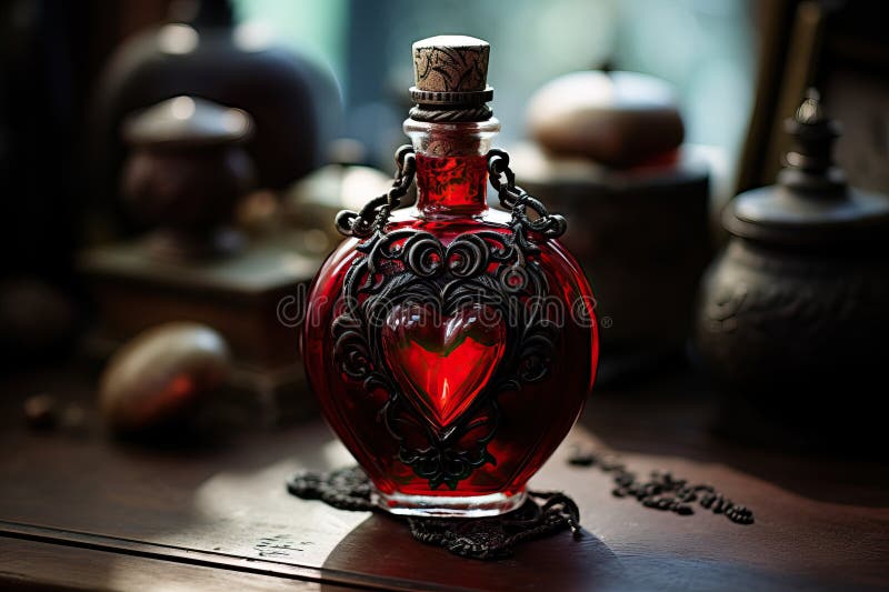 A Magic Potion Bottle with a Heart-shaped Bottle Stock Illustration ...