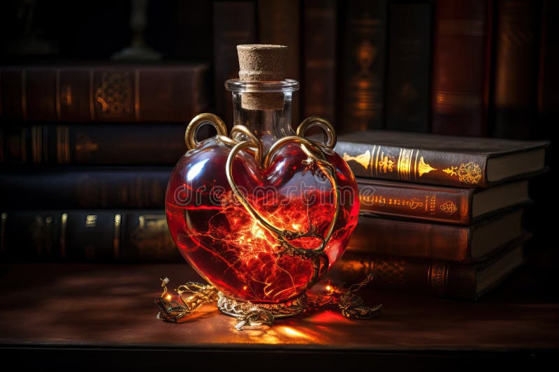 A Magic Potion Bottle with a Heart-shaped Bottle Stock Illustration ...
