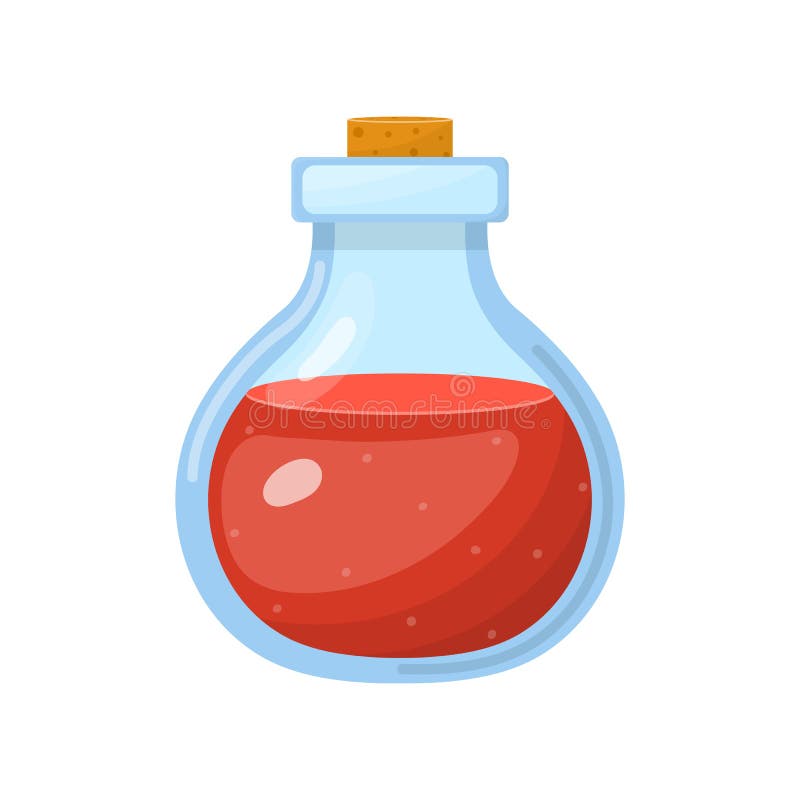 Magic Potion in Bottle with Red Liquid Isolated on White Background ...