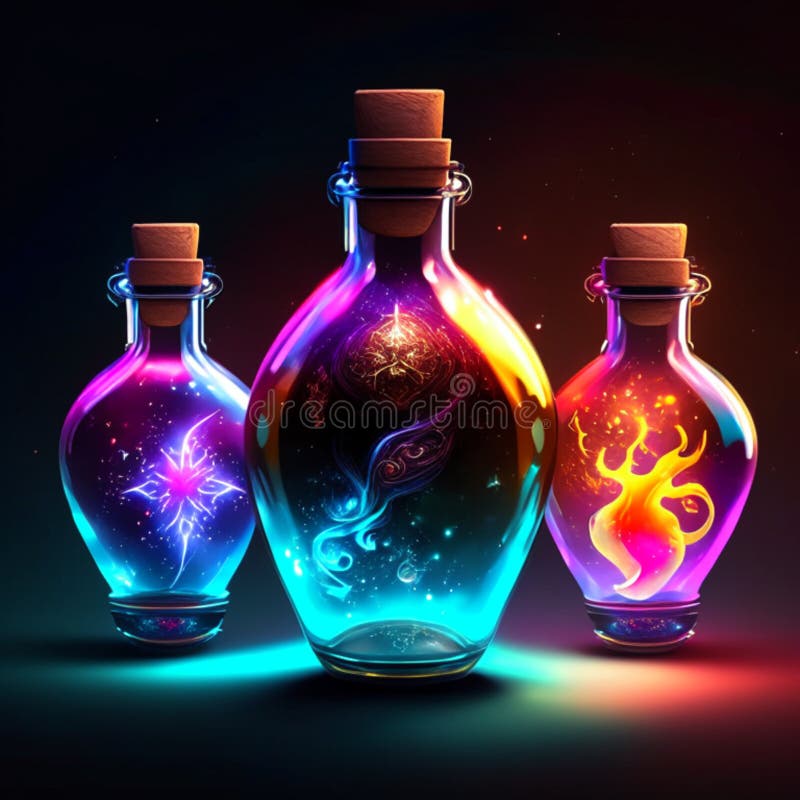 Magic Potion in Bottles. Vector Illustration of Magic Potion in Bottles ...