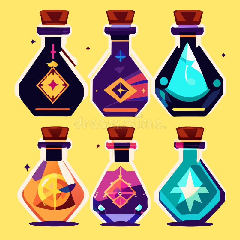 Magic Potion Bottles. Witchcraft, Alchemy and Magic Vector Illustration ...