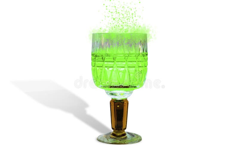 Magic Potion Green in a Crystal Glass Isolated Stock Photo - Image of ...