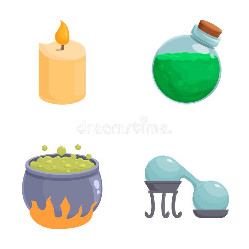 Magic Potion Ingredients and Tools Set Stock Vector - Illustration of ...