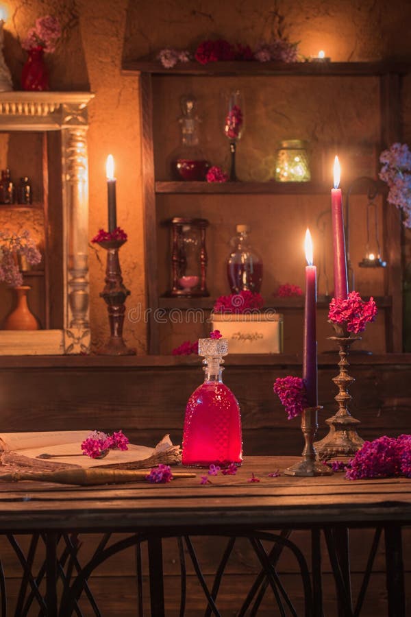 Magic Potion of Flowers in the Witch`s House Stock Image - Image of ...