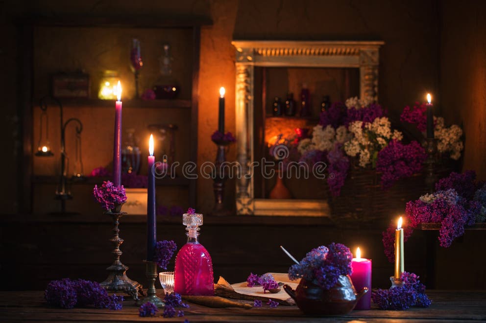 Magic Potion of Lilac Flowers in the Witch S House Stock Photo - Image of essence, aromatic ...