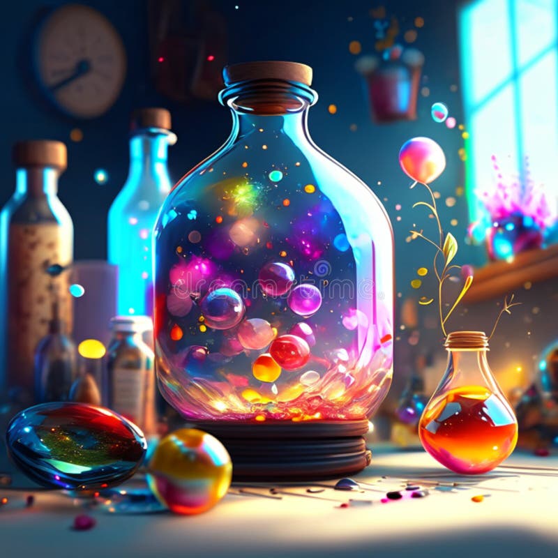 Magic Potion in a Magic Laboratory. 3d Rendering, 3d Illustration Stock ...