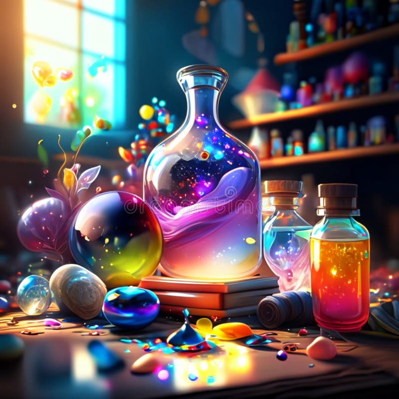 Magic Potion in a Magic Laboratory. Magic Potion in a Glass Flask and ...