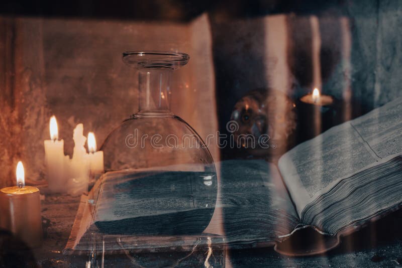 Smoking Cauldron and Magic Potions Stock Image - Image of feathers ...