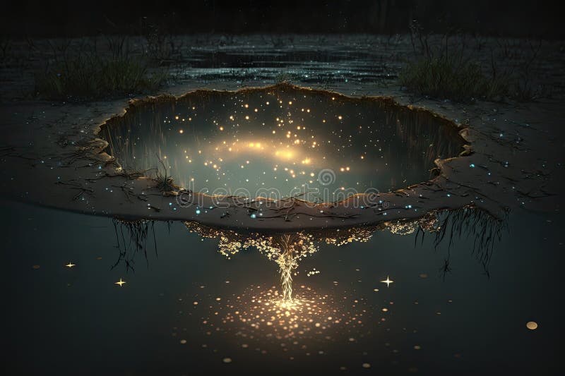 Magic Puddle, with Sparkles of Light and Magic Floating on the Surface ...
