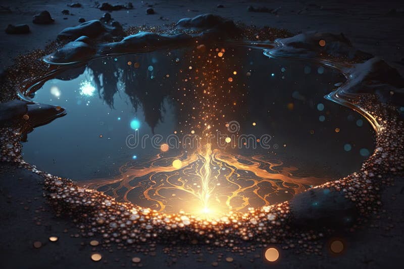 Magic Puddle, with Sparkles of Light and Magic Floating on the Surface ...