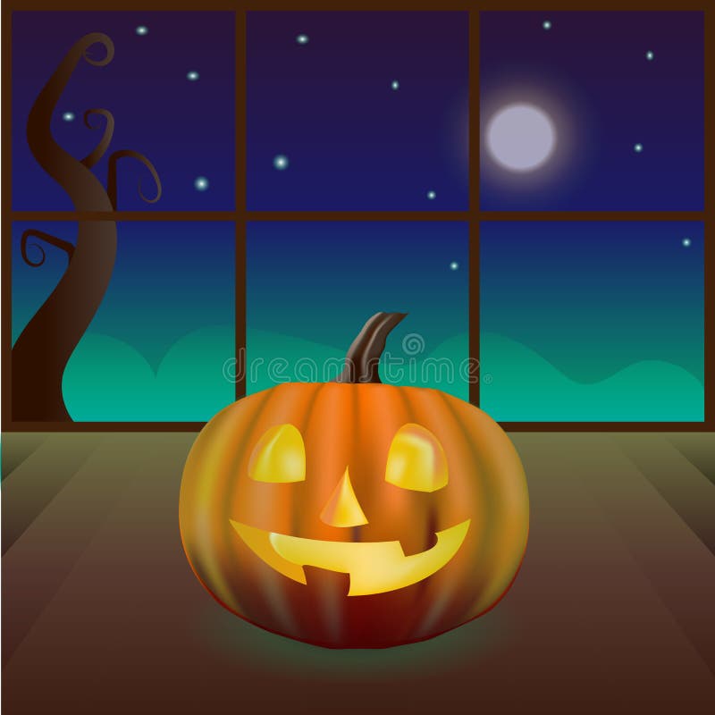 Magic pumpkin in the room stock illustration. Illustration of mystery ...
