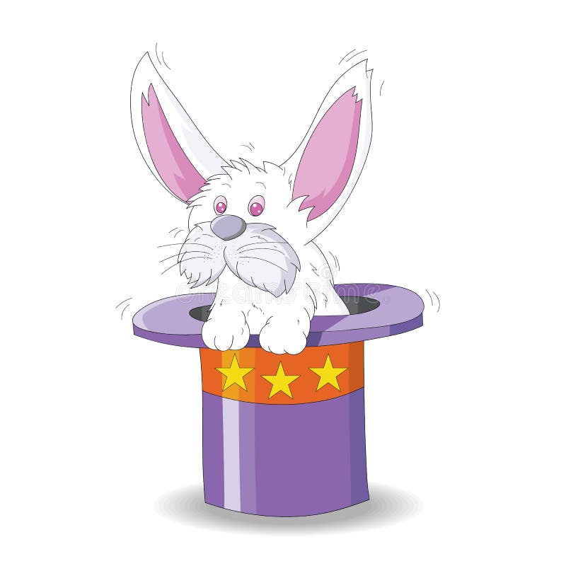 Magic rabbit in hat stock vector. Illustration of cute - 60326279