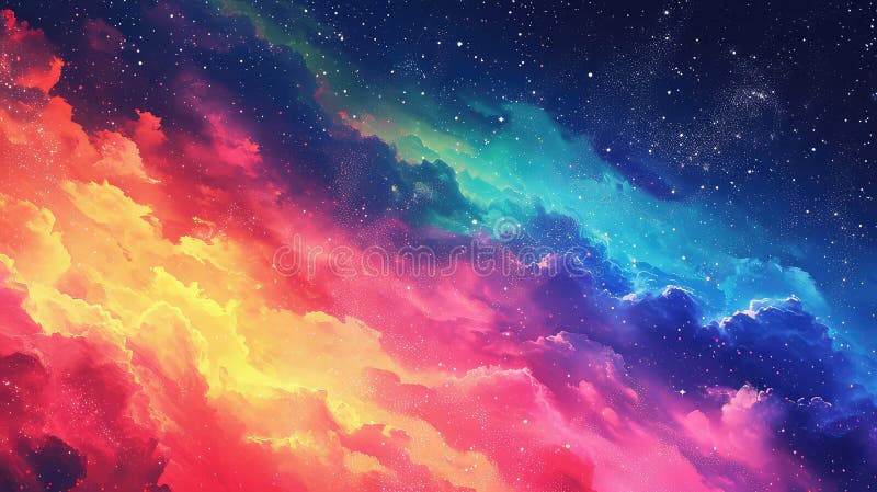 Magic Rainbow in the Starry Sky: Bright Spectrum of Colors Against the ...