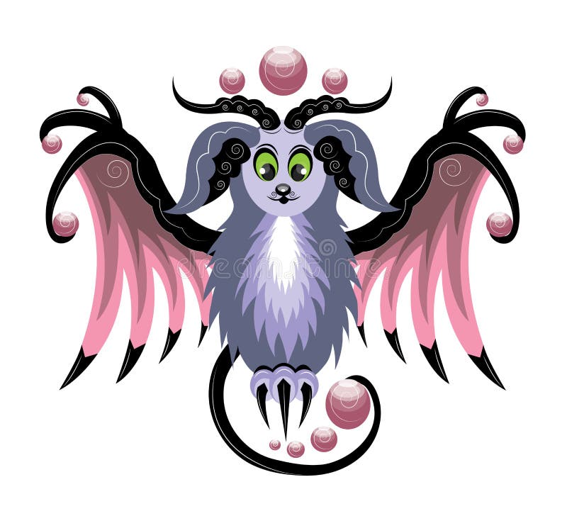 Magic ram with wings stock vector. Illustration of threads - 99763446
