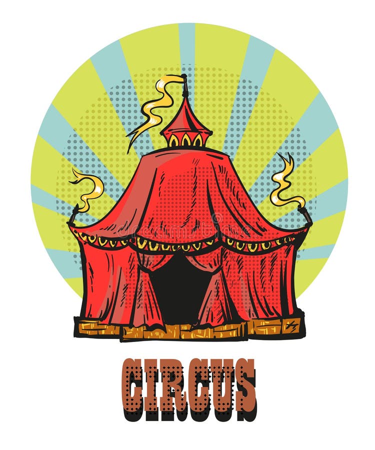 Magic Red Circus Frame. Hand Drawn Comic Style Illustration Stock ...