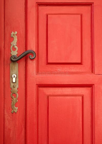Magic red door stock image. Image of dorset, details, bronze - 237047